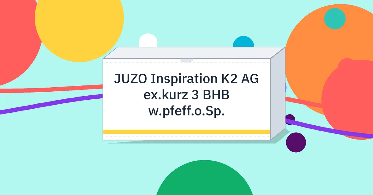Symbolbild: Packung mit der Aufschrift JUZO Inspiration K2 AG ex.kurz 3 BHB w.pfeff.o.Sp. (PZN 14851753) – Verfügbarkeit und Bezug in Apotheken in Frankfurt am Main
