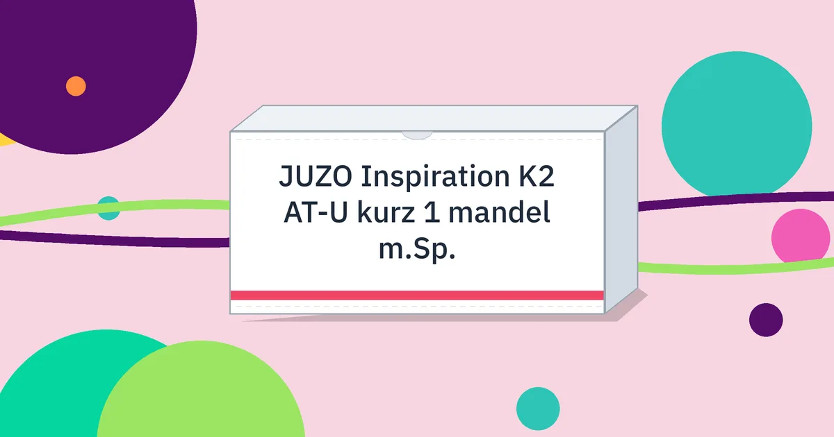 Symbolbild: Packung mit der Aufschrift JUZO Inspiration K2 AT-U kurz 1 mandel m.Sp. (PZN 14928728) – Verfügbarkeit und Bezug in Apotheken in Frankfurt am Main