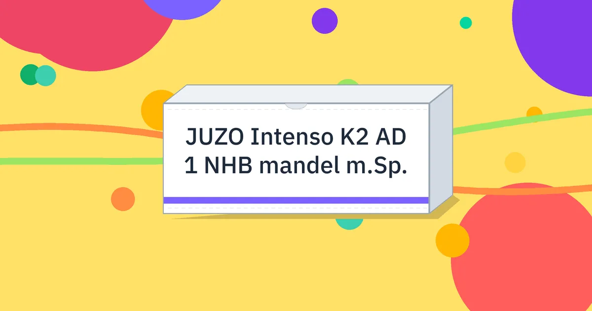 Symbolbild: Packung mit der Aufschrift JUZO Intenso K2 AD 1 NHB mandel m.Sp. (PZN 18609894) – Verfügbarkeit und Bezug in Apotheken in Frankfurt am Main