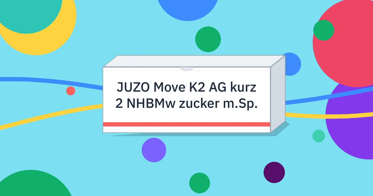 Symbolbild: Packung mit der Aufschrift JUZO Move K2 AG kurz 2 NHBMw zucker m.Sp. (PZN 18527392) – Verfügbarkeit und Bezug in Apotheken in Frankfurt am Main