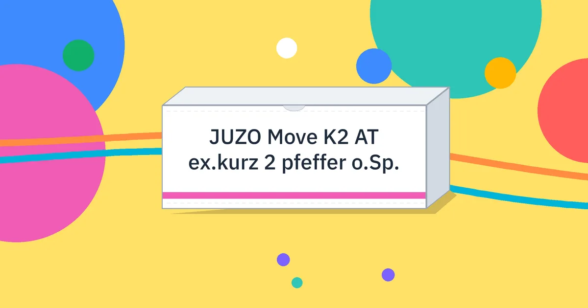 Symbolbild: Packung mit der Aufschrift JUZO Move K2 AT ex.kurz 2 pfeffer o.Sp. (PZN 20672138) – Verfügbarkeit und Bezug in Apotheken in Frankfurt am Main