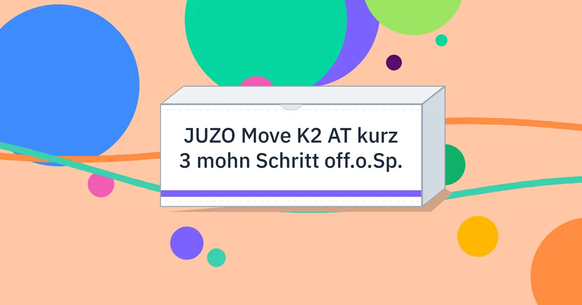 Symbolbild: Packung mit der Aufschrift JUZO Move K2 AT kurz 3 mohn Schritt off.o.Sp. (PZN 20676142) – Verfügbarkeit und Bezug in Apotheken in Frankfurt am Main