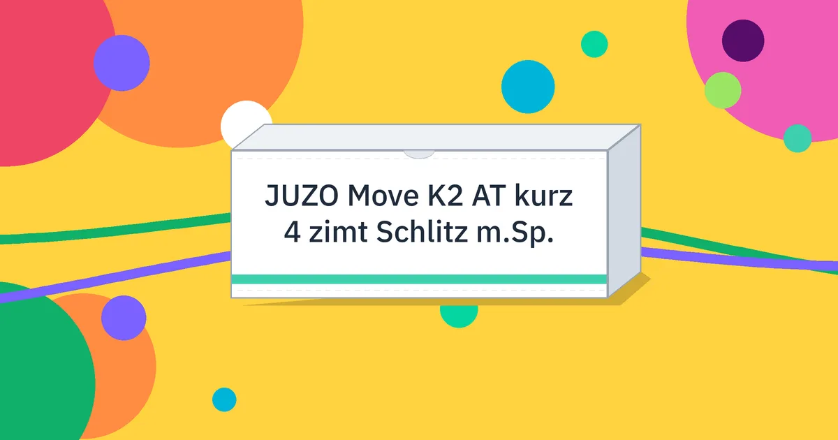 Symbolbild: Packung mit der Aufschrift JUZO Move K2 AT kurz 4 zimt Schlitz m.Sp. (PZN 20674812) – Verfügbarkeit und Bezug in Apotheken in Frankfurt am Main