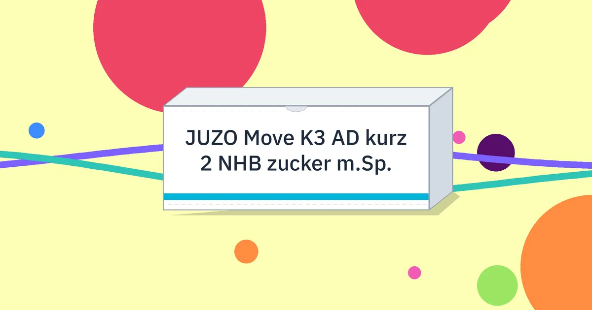 Symbolbild: Packung mit der Aufschrift JUZO Move K3 AD kurz 2 NHB zucker m.Sp. (PZN 18568072) – Verfügbarkeit und Bezug in Apotheken in Frankfurt am Main