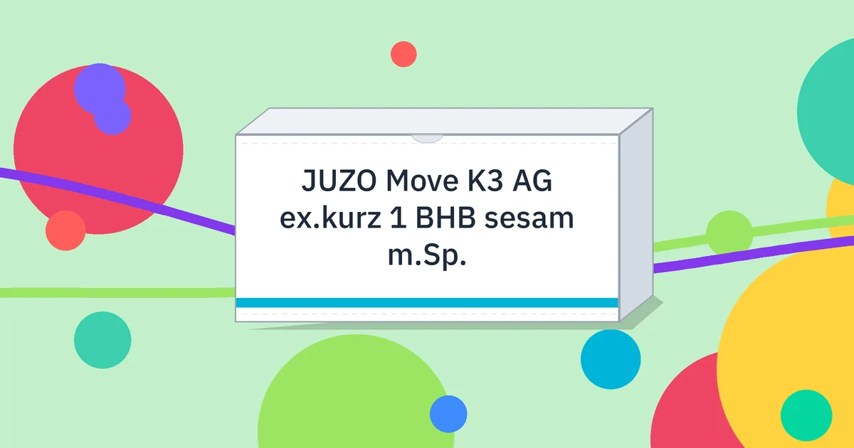 Symbolbild: Packung mit der Aufschrift JUZO Move K3 AG ex.kurz 1 BHB sesam m.Sp. (PZN 18583580) – Verfügbarkeit und Bezug in Apotheken in Frankfurt am Main