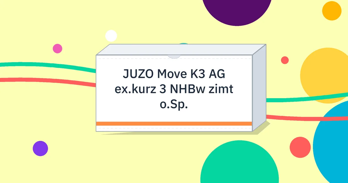 Symbolbild: Packung mit der Aufschrift JUZO Move K3 AG ex.kurz 3 NHBw zimt o.Sp. (PZN 18584421) – Verfügbarkeit und Bezug in Apotheken in Frankfurt am Main