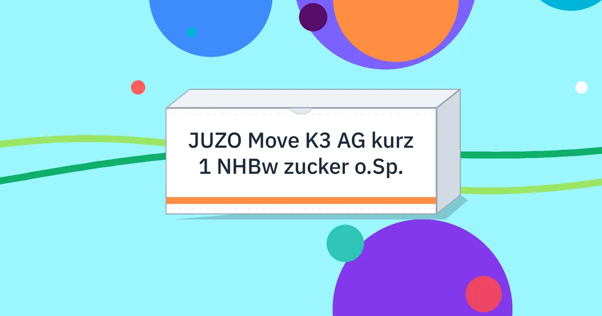 Symbolbild: Packung mit der Aufschrift JUZO Move K3 AG kurz 1 NHBw zucker o.Sp. (PZN 18580363) – Verfügbarkeit und Bezug in Apotheken in Frankfurt am Main