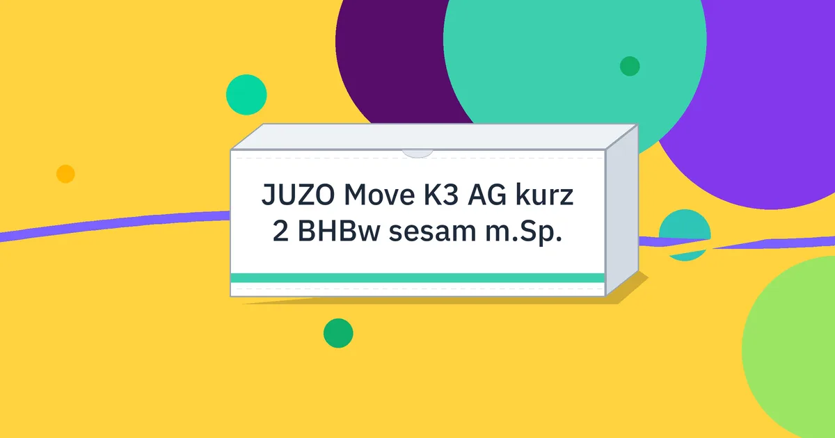 Symbolbild: Packung mit der Aufschrift JUZO Move K3 AG kurz 2 BHBw sesam m.Sp. (PZN 18579868) – Verfügbarkeit und Bezug in Apotheken in Frankfurt am Main