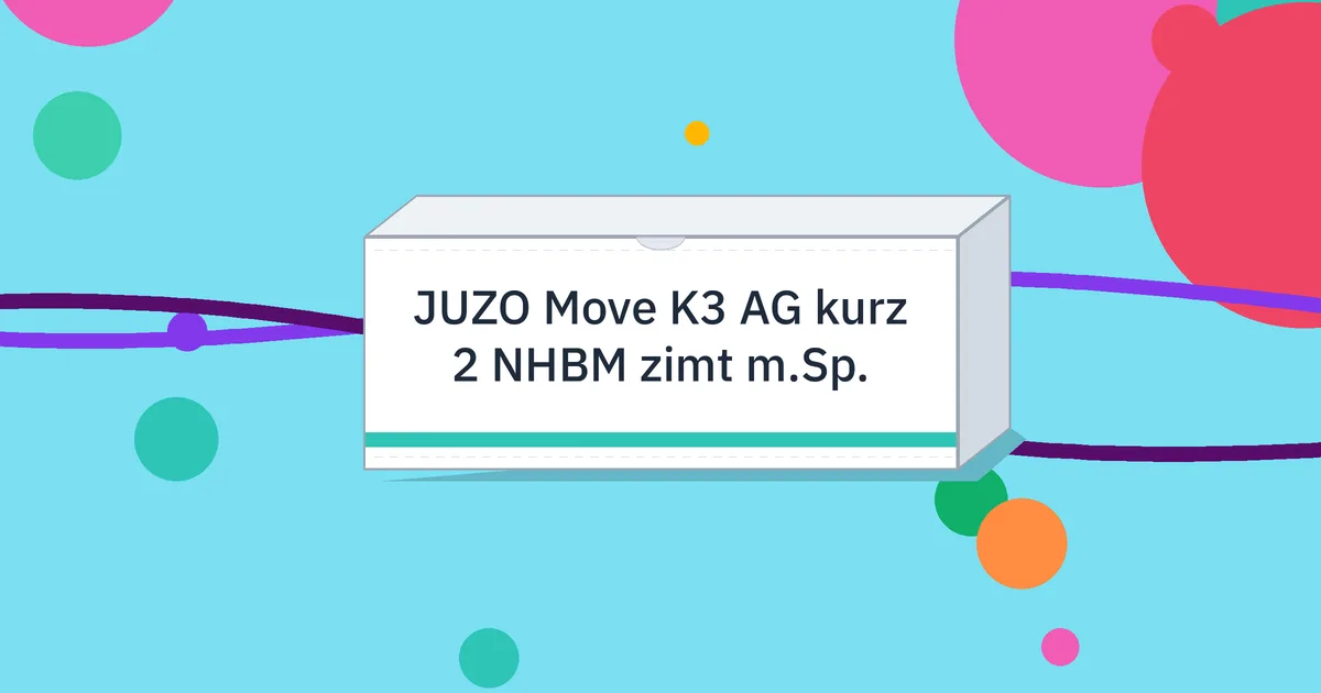 Symbolbild: Packung mit der Aufschrift JUZO Move K3 AG kurz 2 NHBM zimt m.Sp. (PZN 18578679) – Verfügbarkeit und Bezug in Apotheken in Frankfurt am Main