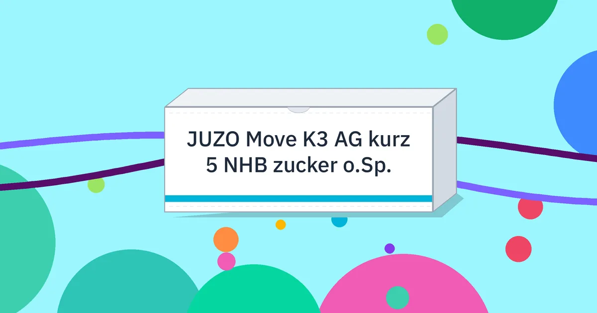 Symbolbild: Packung mit der Aufschrift JUZO Move K3 AG kurz 5 NHB zucker o.Sp. (PZN 18581084) – Verfügbarkeit und Bezug in Apotheken in Frankfurt am Main