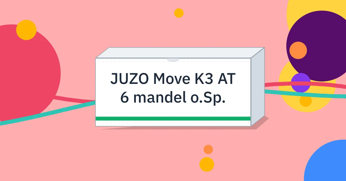 Symbolbild: Packung mit der Aufschrift JUZO Move K3 AT 6 mandel o.Sp. (PZN 20678632) – Verfügbarkeit und Bezug in Apotheken in Frankfurt am Main