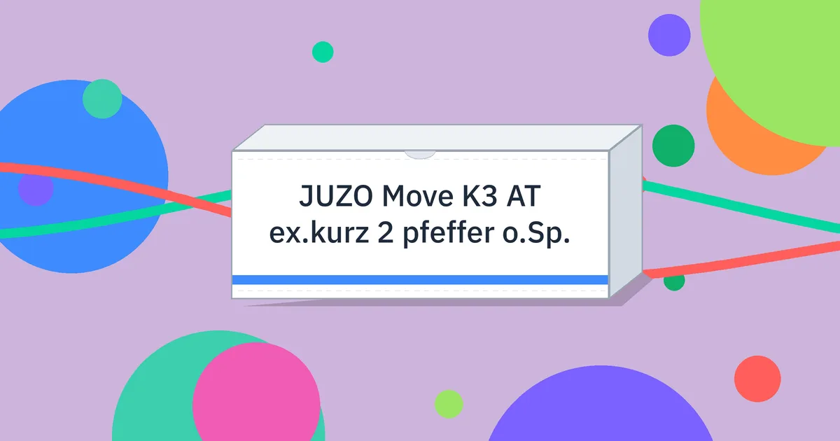 Symbolbild: Packung mit der Aufschrift JUZO Move K3 AT ex.kurz 2 pfeffer o.Sp. (PZN 20681396) – Verfügbarkeit und Bezug in Apotheken in Frankfurt am Main