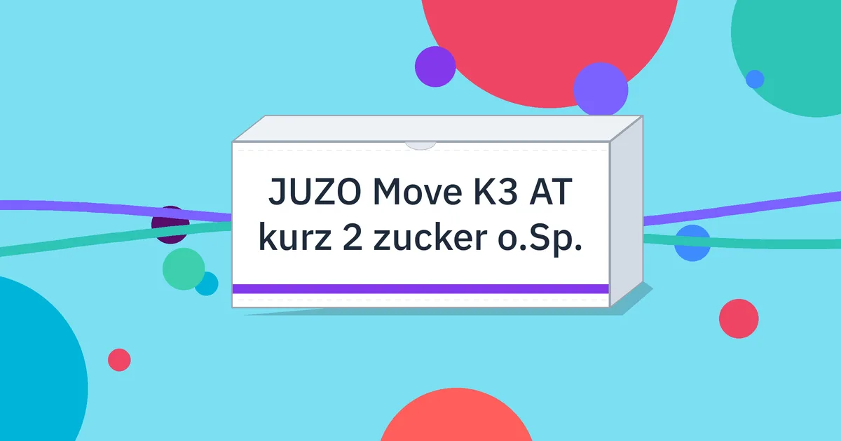 Symbolbild: Packung mit der Aufschrift JUZO Move K3 AT kurz 2 zucker o.Sp. (PZN 20684420) – Verfügbarkeit und Bezug in Apotheken in Frankfurt am Main