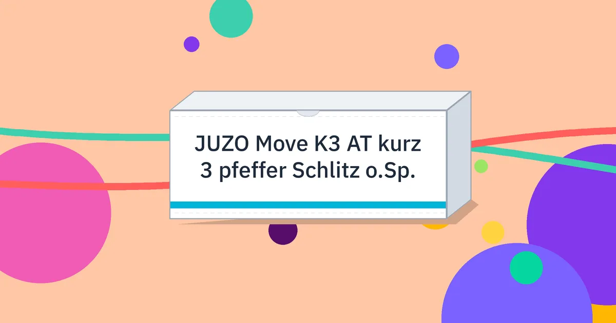 Symbolbild: Packung mit der Aufschrift JUZO Move K3 AT kurz 3 pfeffer Schlitz o.Sp. (PZN 20685543) – Verfügbarkeit und Bezug in Apotheken in Frankfurt am Main