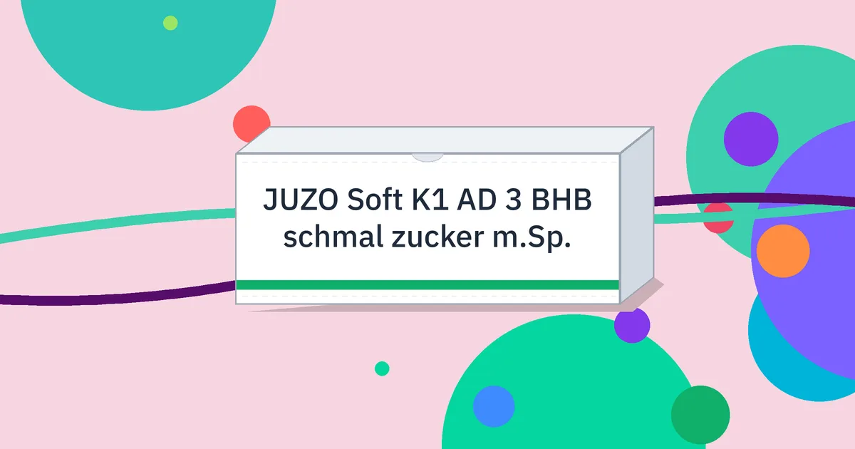 Symbolbild: Packung mit der Aufschrift JUZO Soft K1 AD 3 BHB schmal zucker m.Sp. (PZN 15460782) – Verfügbarkeit und Bezug in Apotheken in Frankfurt am Main