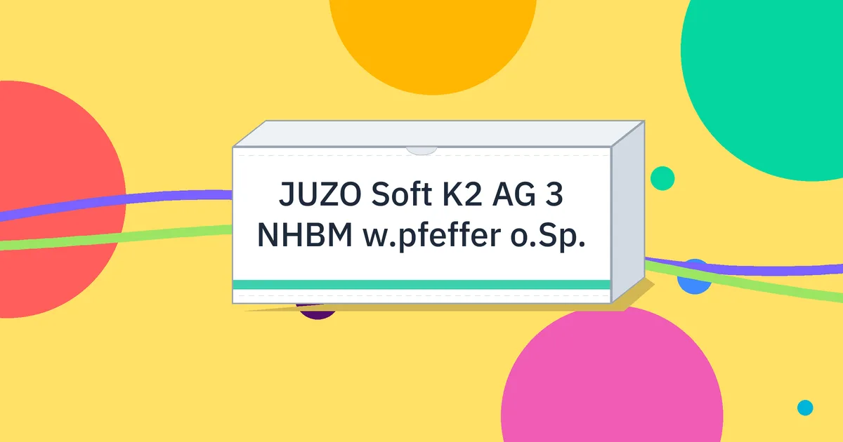 Symbolbild: Packung mit der Aufschrift JUZO Soft K2 AG 3 NHBM w.pfeffer o.Sp. (PZN 15001488) – Verfügbarkeit und Bezug in Apotheken in Frankfurt am Main
