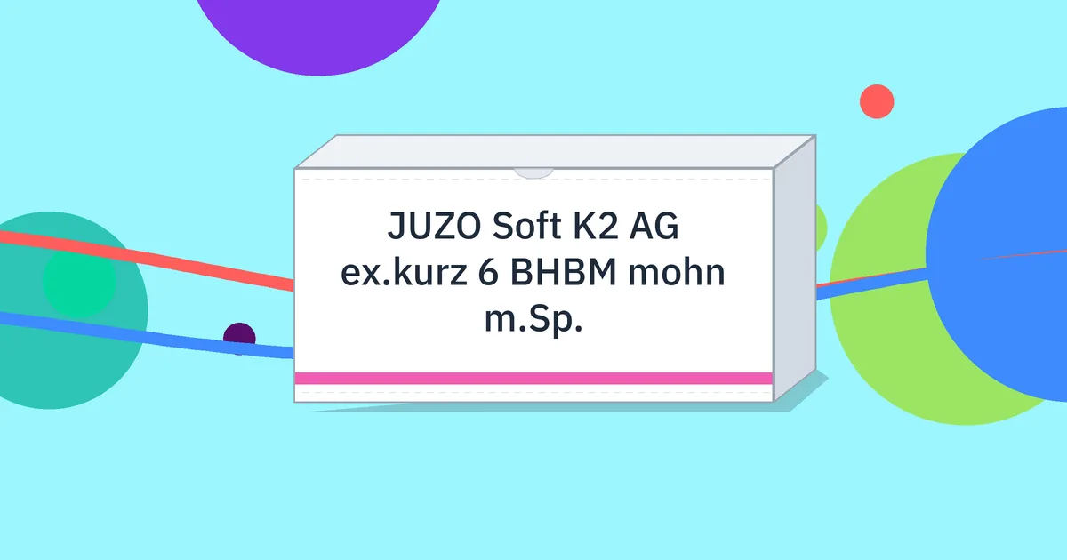 Symbolbild: Packung mit der Aufschrift JUZO Soft K2 AG ex.kurz 6 BHBM mohn m.Sp. (PZN 14860574) – Verfügbarkeit und Bezug in Apotheken in Frankfurt am Main