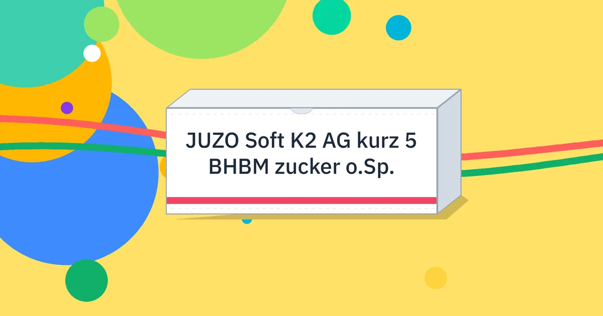 Symbolbild: Packung mit der Aufschrift JUZO Soft K2 AG kurz 5 BHBM zucker o.Sp. (PZN 14861349) – Verfügbarkeit und Bezug in Apotheken in Frankfurt am Main