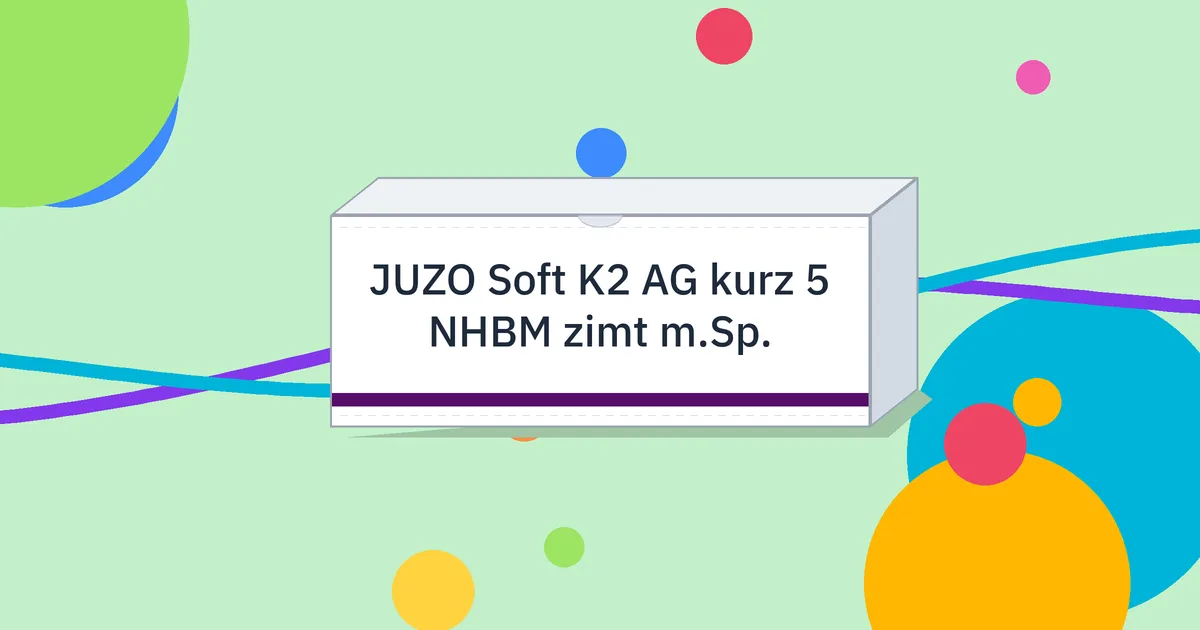 Symbolbild: Packung mit der Aufschrift JUZO Soft K2 AG kurz 5 NHBM zimt m.Sp. (PZN 15020847) – Verfügbarkeit und Bezug in Apotheken in Frankfurt am Main
