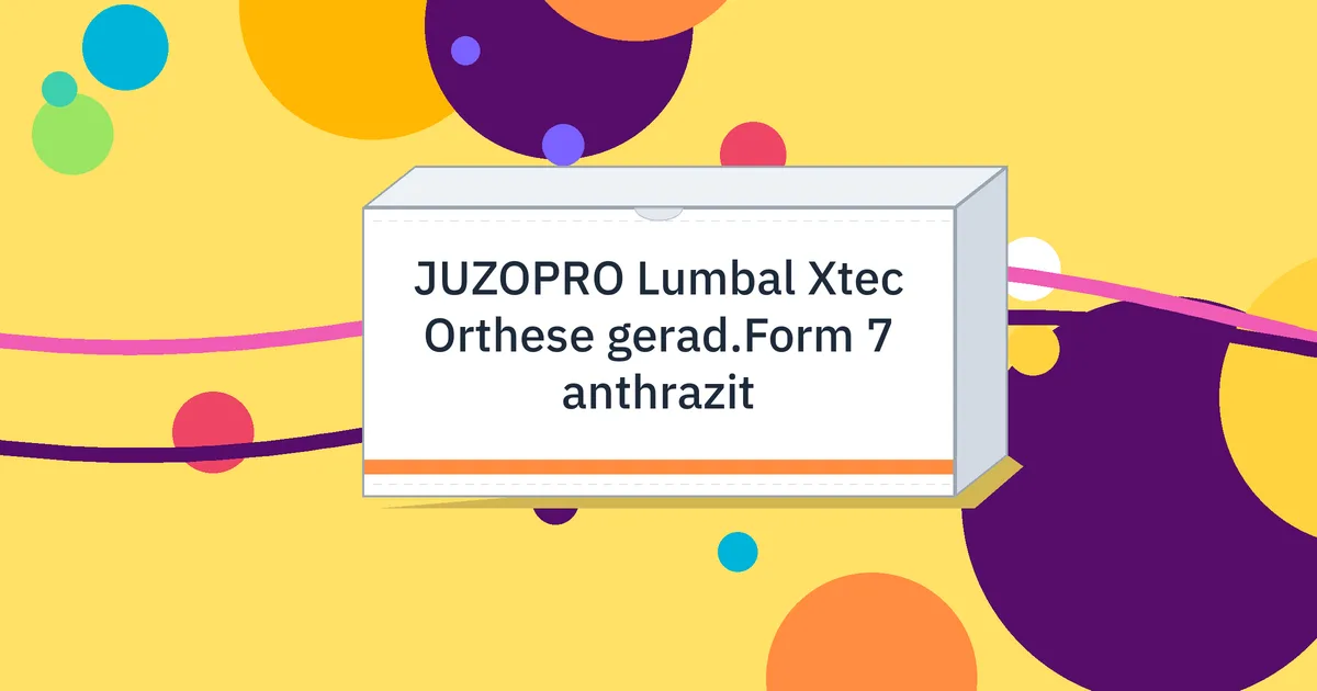 Symbolbild: Packung mit der Aufschrift JUZOPRO Lumbal Xtec Orthese gerad.Form 7 anthrazit (PZN 16498137) – Verfügbarkeit und Bezug in Apotheken in Frankfurt am Main