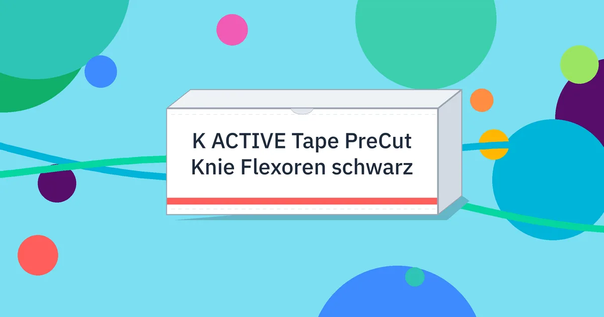 Symbolbild: Packung mit der Aufschrift K ACTIVE Tape PreCut Knie Flexoren schwarz (PZN 06936582) – Verfügbarkeit und Bezug in Apotheken in Frankfurt am Main
