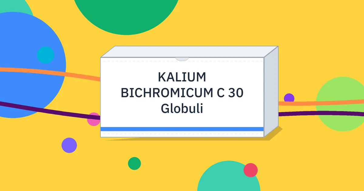 Symbolbild: Packung mit der Aufschrift KALIUM BICHROMICUM C 30 Globuli (PZN 02925363) – Verfügbarkeit und Bezug in Apotheken in Frankfurt am Main