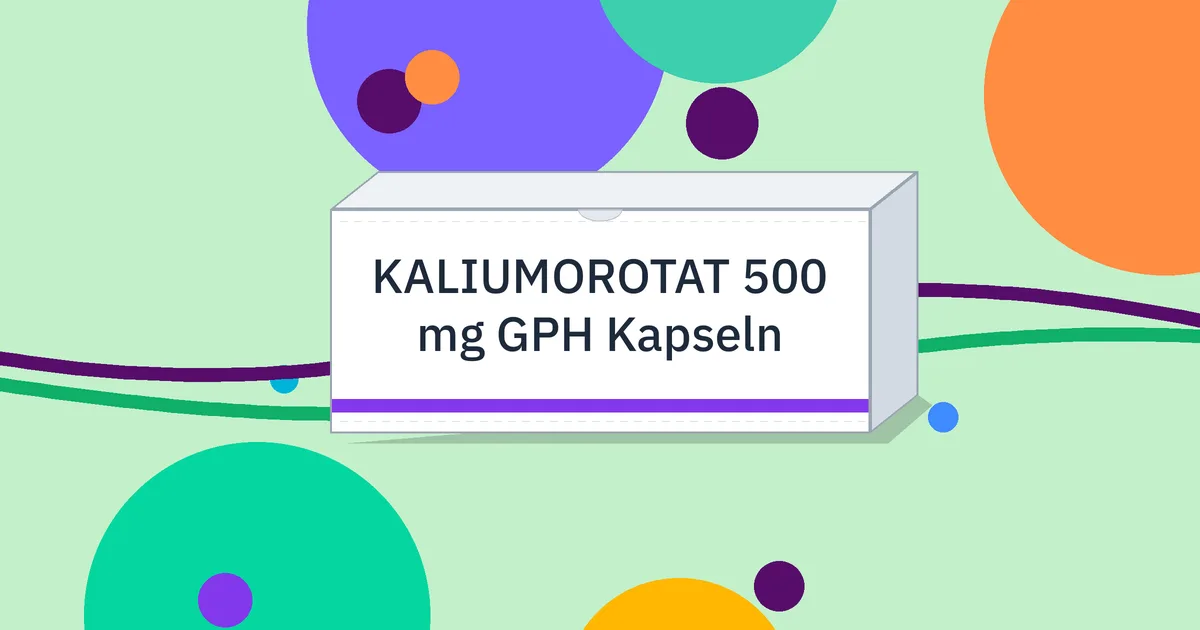 Symbolbild: Packung mit der Aufschrift KALIUMOROTAT 500 mg GPH Kapseln (PZN 11482723) – Verfügbarkeit und Bezug in Apotheken in Frankfurt am Main