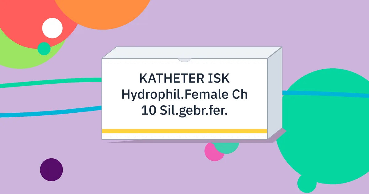 Symbolbild: Packung mit der Aufschrift KATHETER ISK Hydrophil.Female Ch 10 Sil.gebr.fer. (PZN 07613846) – Verfügbarkeit und Bezug in Apotheken in Frankfurt am Main