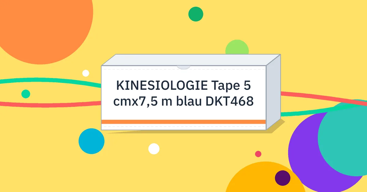 Symbolbild: Packung mit der Aufschrift KINESIOLOGIE Tape 5 cmx7,5 m blau DKT468 (PZN 17174891) – Verfügbarkeit und Bezug in Apotheken in Frankfurt am Main
