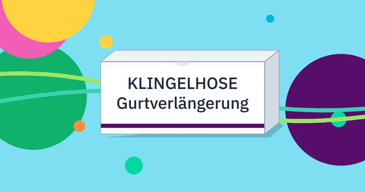 Symbolbild: Packung mit der Aufschrift KLINGELHOSE Gurtverlängerung (PZN 03871994) – Verfügbarkeit und Bezug in Apotheken in Frankfurt am Main