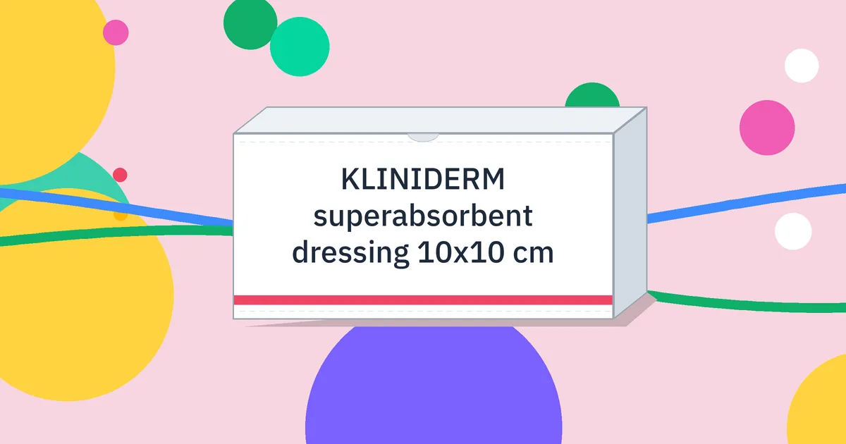 Symbolbild: Packung mit der Aufschrift KLINIDERM superabsorbent dressing 10x10 cm (PZN 12552710) – Verfügbarkeit und Bezug in Apotheken in Frankfurt am Main