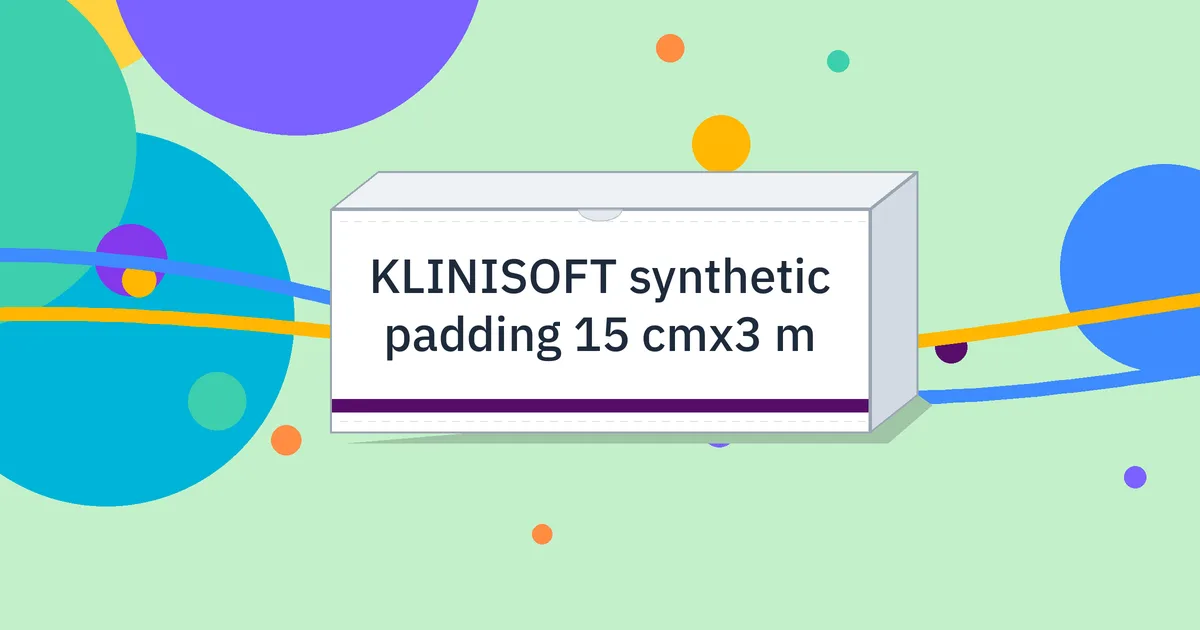Symbolbild: Packung mit der Aufschrift KLINISOFT synthetic padding 15 cmx3 m (PZN 16505127) – Verfügbarkeit und Bezug in Apotheken in Frankfurt am Main