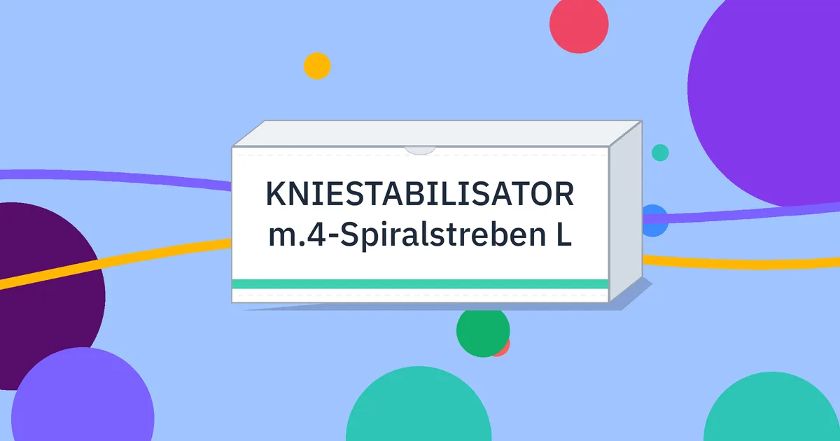Symbolbild: Packung mit der Aufschrift KNIESTABILISATOR m.4-Spiralstreben L (PZN 19071706) – Verfügbarkeit und Bezug in Apotheken in Frankfurt am Main