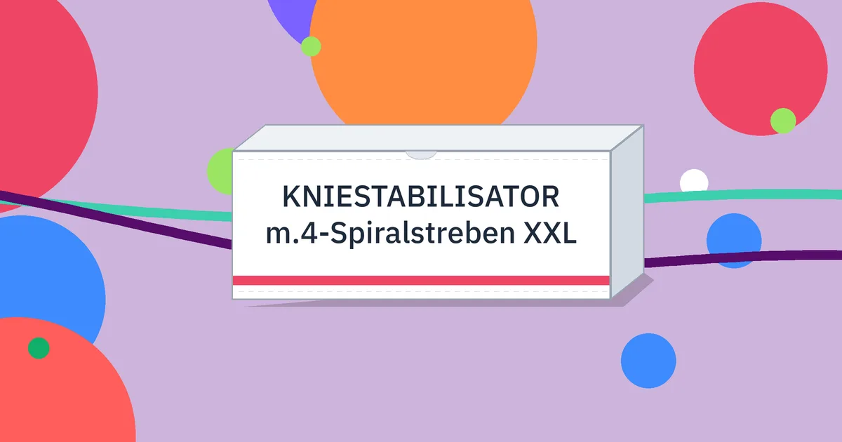 Symbolbild: Packung mit der Aufschrift KNIESTABILISATOR m.4-Spiralstreben XXL (PZN 19071698) – Verfügbarkeit und Bezug in Apotheken in Frankfurt am Main