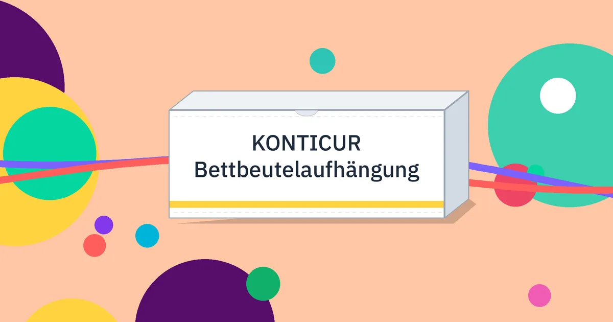 Symbolbild: Packung mit der Aufschrift KONTICUR Bettbeutelaufhängung (PZN 19961848) – Verfügbarkeit und Bezug in Apotheken in Frankfurt am Main
