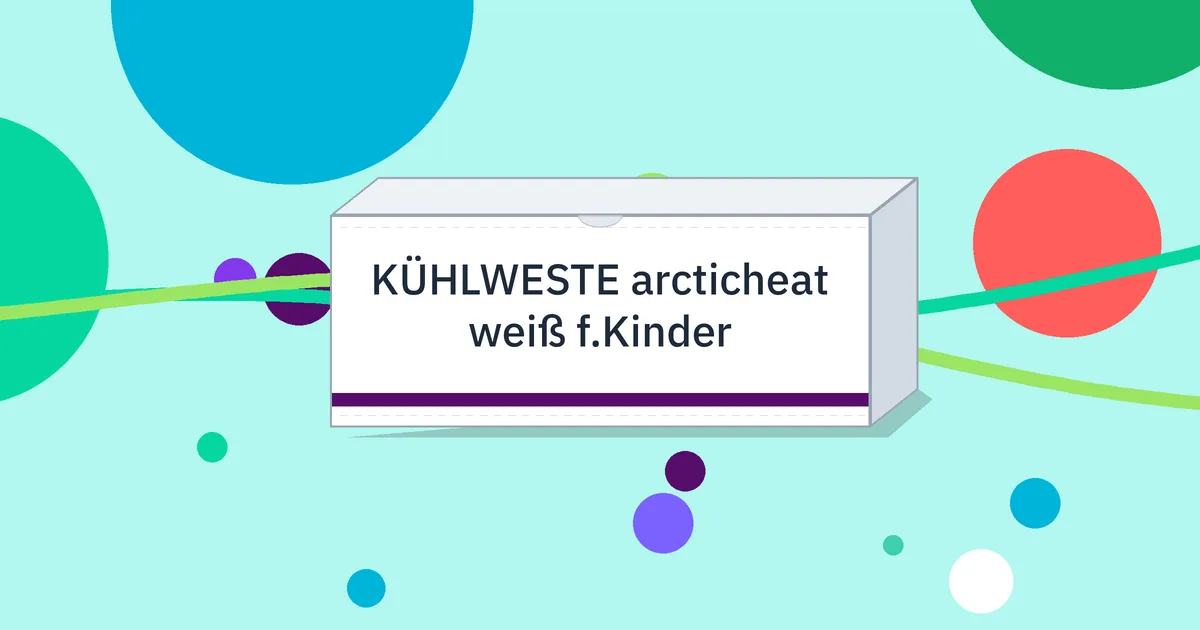 Symbolbild: Packung mit der Aufschrift KÜHLWESTE arcticheat weiß f.Kinder (PZN 09230463) – Verfügbarkeit und Bezug in Apotheken in Frankfurt am Main