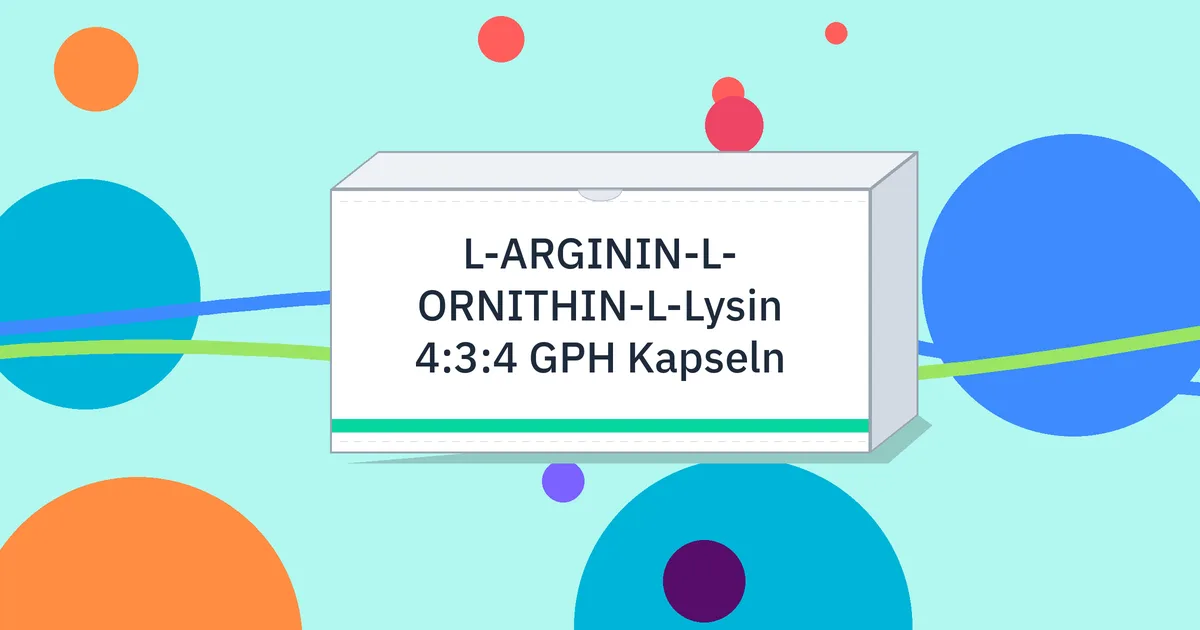 Symbolbild: Packung mit der Aufschrift L-ARGININ-L-ORNITHIN-L-Lysin 4:3:4 GPH Kapseln (PZN 04131880) – Verfügbarkeit und Bezug in Apotheken in Frankfurt am Main
