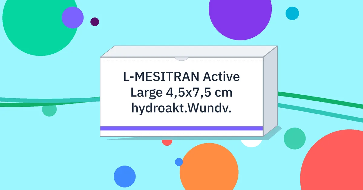 Symbolbild: Packung mit der Aufschrift L-MESITRAN Active Large 4,5x7,5 cm hydroakt.Wundv. (PZN 13157507) – Verfügbarkeit und Bezug in Apotheken in Frankfurt am Main