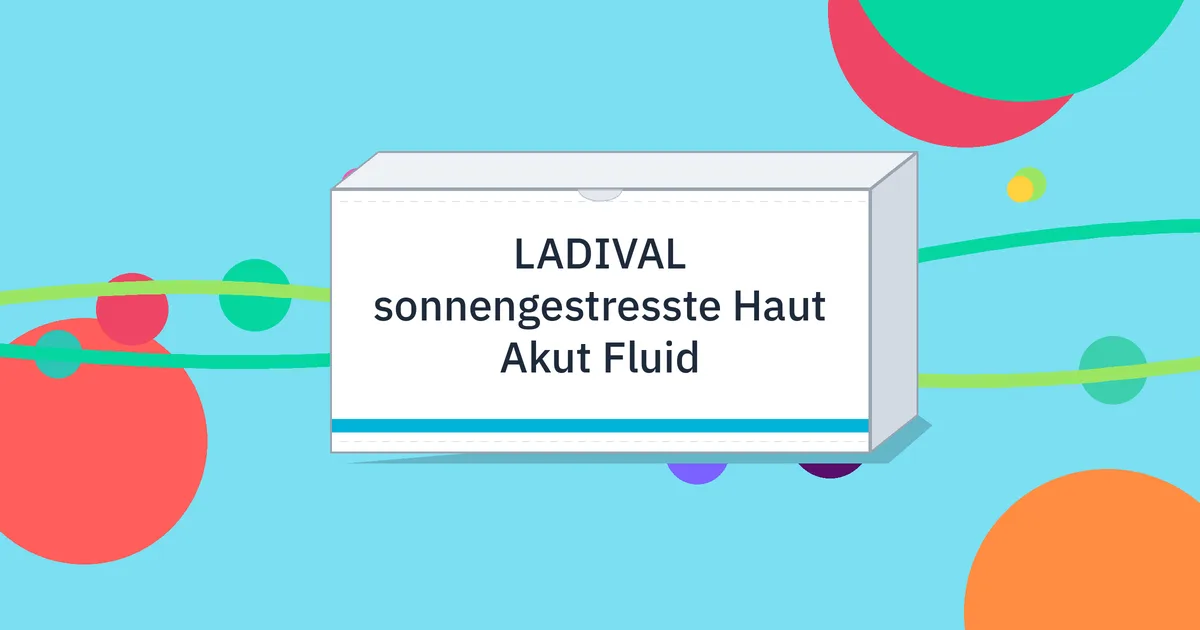 Symbolbild: Packung mit der Aufschrift LADIVAL sonnengestresste Haut Akut Fluid (PZN 19099449) – Verfügbarkeit und Bezug in Apotheken in Frankfurt am Main