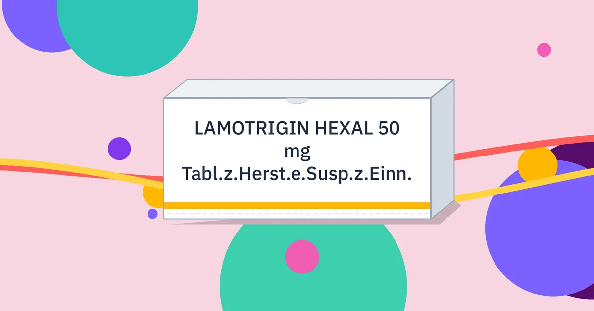 Symbolbild: Packung mit der Aufschrift LAMOTRIGIN HEXAL 50 mg Tabl.z.Herst.e.Susp.z.Einn. (PZN 03928381) – Verfügbarkeit und Bezug in Apotheken in Frankfurt am Main