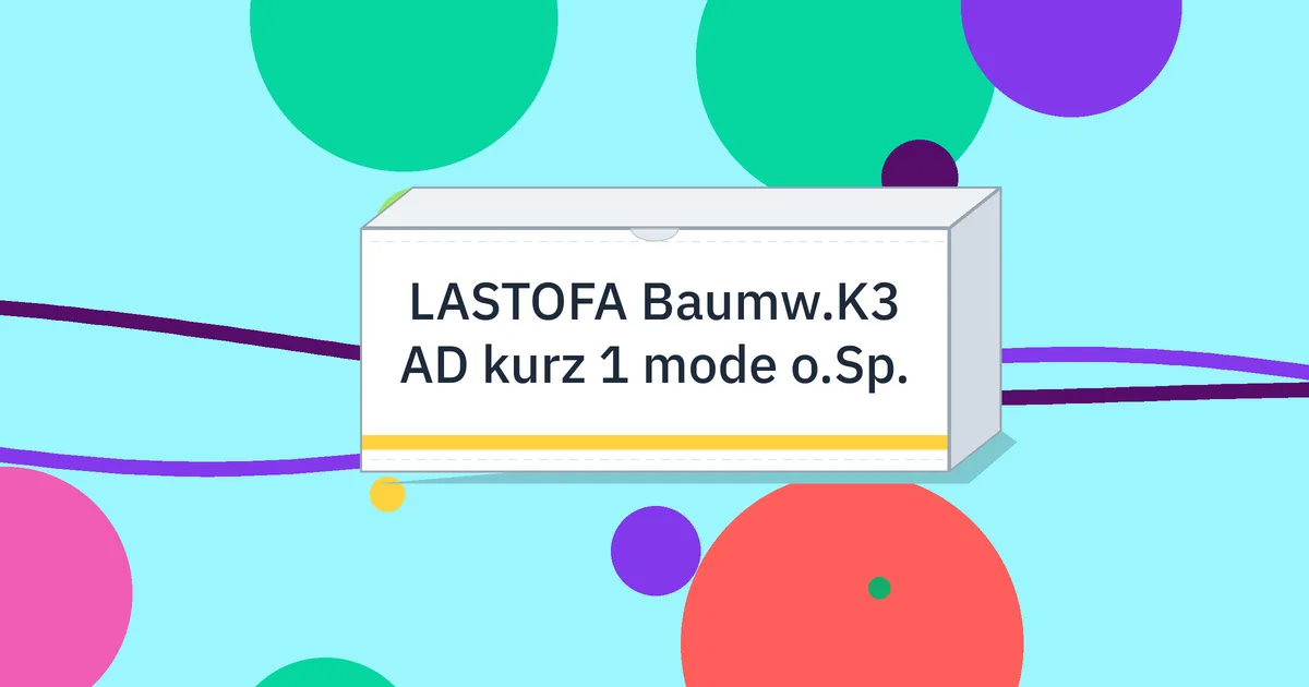 Symbolbild: Packung mit der Aufschrift LASTOFA Baumw.K3 AD kurz 1 mode o.Sp. (PZN 01953682) – Verfügbarkeit und Bezug in Apotheken in Frankfurt am Main