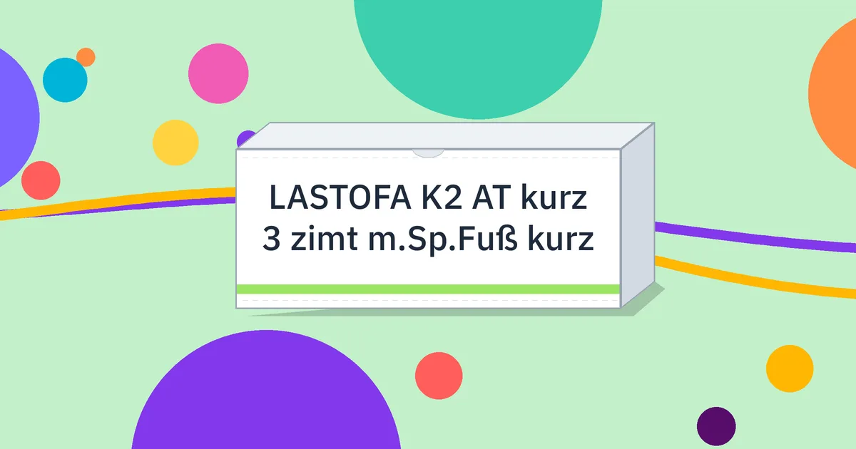 Symbolbild: Packung mit der Aufschrift LASTOFA K2 AT kurz 3 zimt m.Sp.Fuß kurz (PZN 13808985) – Verfügbarkeit und Bezug in Apotheken in Frankfurt am Main
