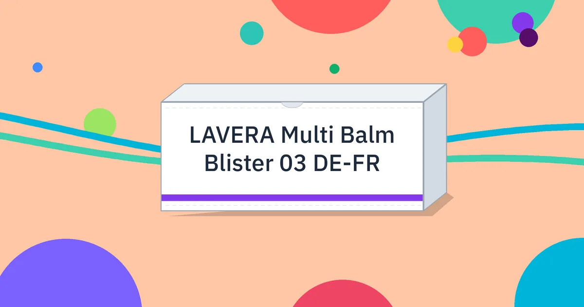 Symbolbild: Packung mit der Aufschrift LAVERA Multi Balm Blister 03 DE-FR (PZN 19557254) – Verfügbarkeit und Bezug in Apotheken in Frankfurt am Main