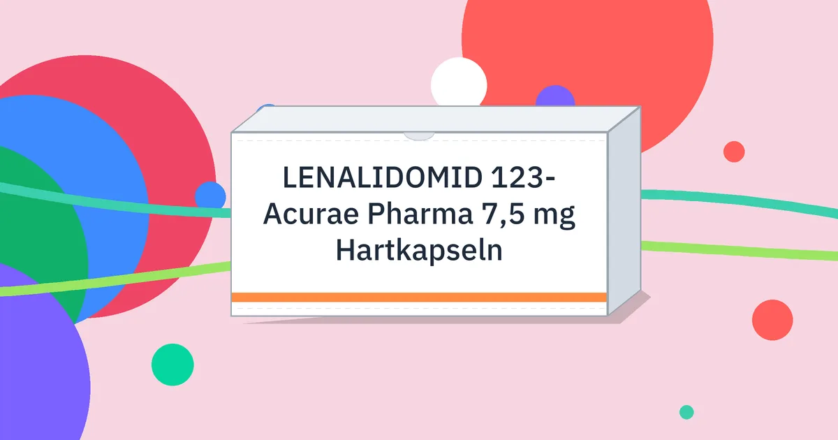 Symbolbild: Packung mit der Aufschrift LENALIDOMID 123-Acurae Pharma 7,5 mg Hartkapseln (PZN 17612492) – Verfügbarkeit und Bezug in Apotheken in Frankfurt am Main