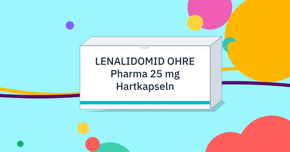 Symbolbild: Packung mit der Aufschrift LENALIDOMID OHRE Pharma 25 mg Hartkapseln (PZN 17620416) – Verfügbarkeit und Bezug in Apotheken in Frankfurt am Main