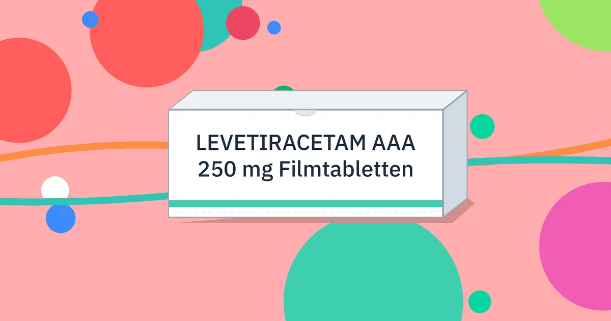 Symbolbild: Packung mit der Aufschrift LEVETIRACETAM AAA 250 mg Filmtabletten (PZN 09381529) – Verfügbarkeit und Bezug in Apotheken in Frankfurt am Main