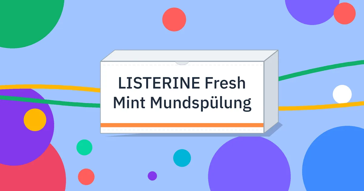 Symbolbild: Packung mit der Aufschrift LISTERINE Fresh Mint Mundspülung (PZN 17395959) – Verfügbarkeit und Bezug in Apotheken in Frankfurt am Main