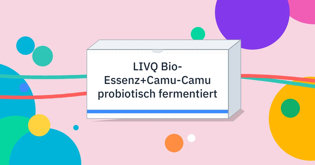 Symbolbild: Packung mit der Aufschrift LIVQ Bio-Essenz+Camu-Camu probiotisch fermentiert (PZN 12459293) – Verfügbarkeit und Bezug in Apotheken in Frankfurt am Main