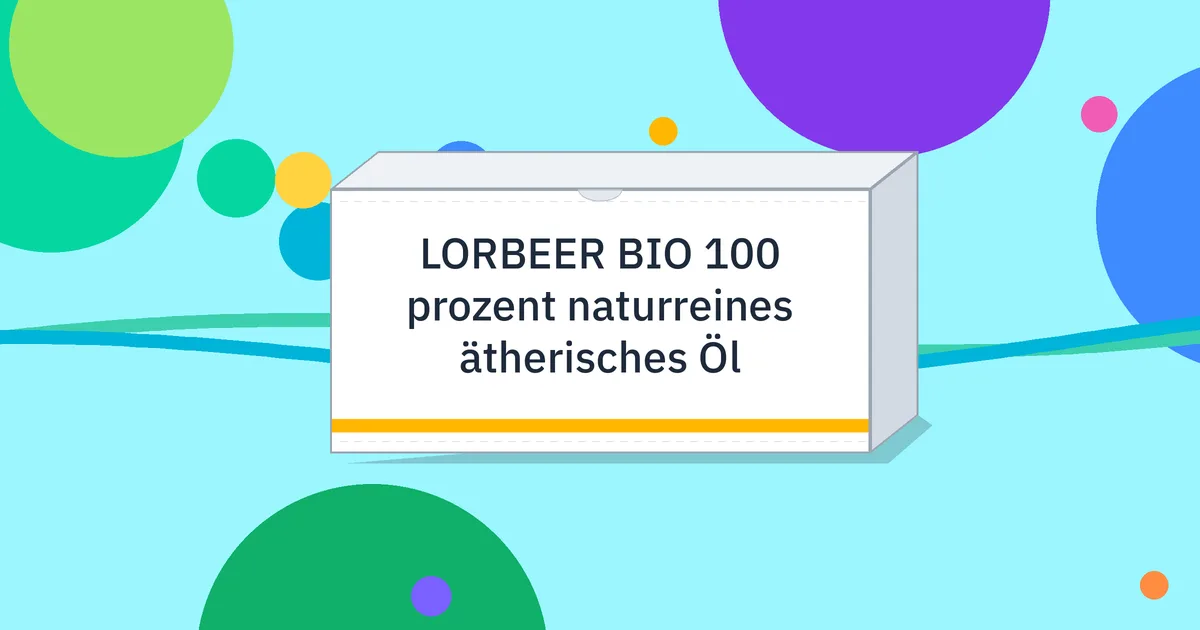 Symbolbild: Packung mit der Aufschrift LORBEER BIO 100 prozent naturreines ätherisches Öl (PZN 11305725) – Verfügbarkeit und Bezug in Apotheken in Frankfurt am Main