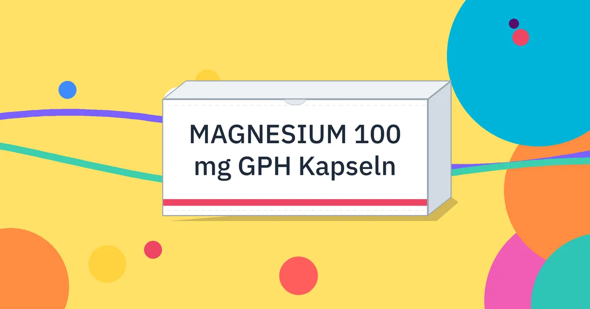 Symbolbild: Packung mit der Aufschrift MAGNESIUM 100 mg GPH Kapseln (PZN 00118115) – Verfügbarkeit und Bezug in Apotheken in Frankfurt am Main